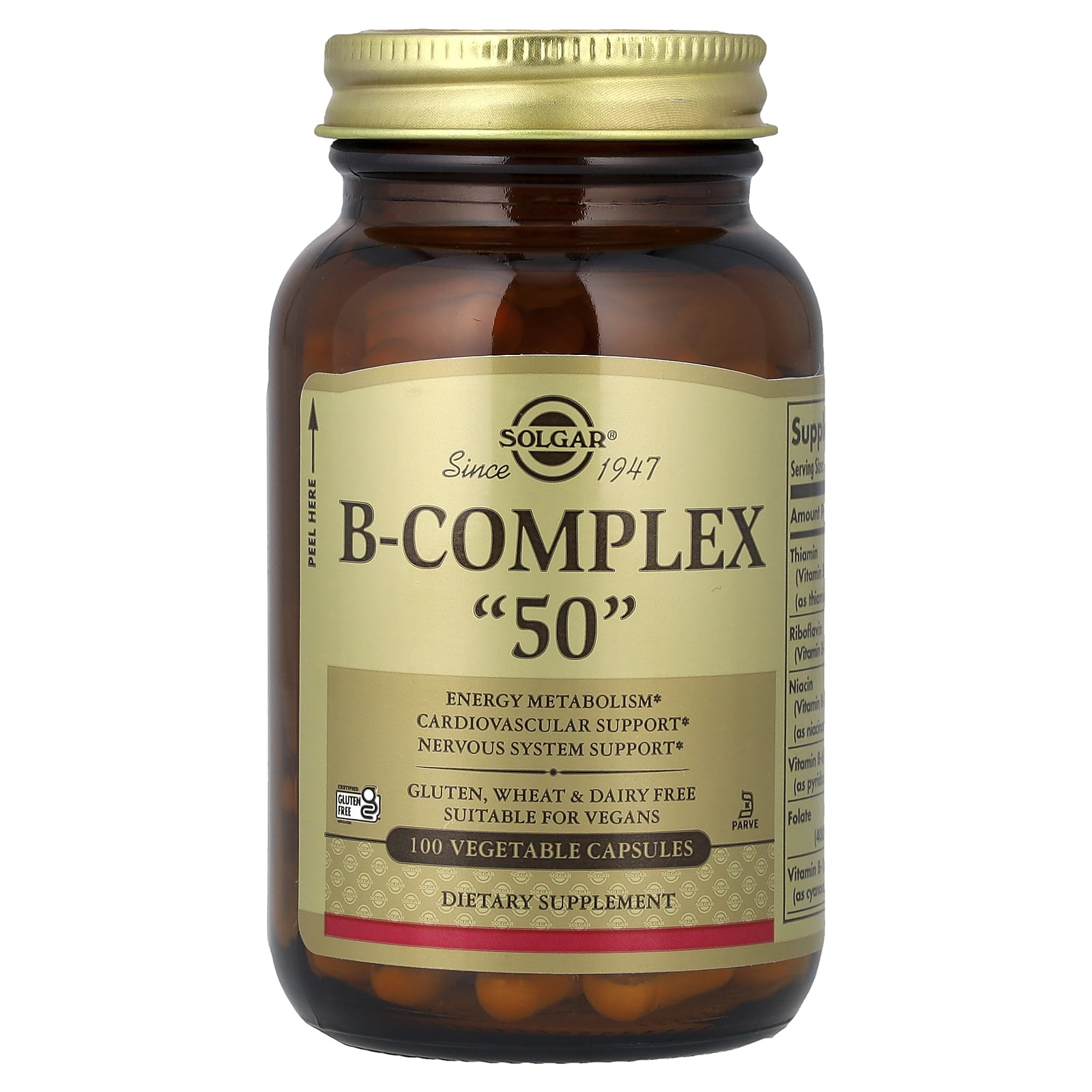 "Solgar B-Complex Vitamin ""50"" Vegetable Capsules (100 Count ...