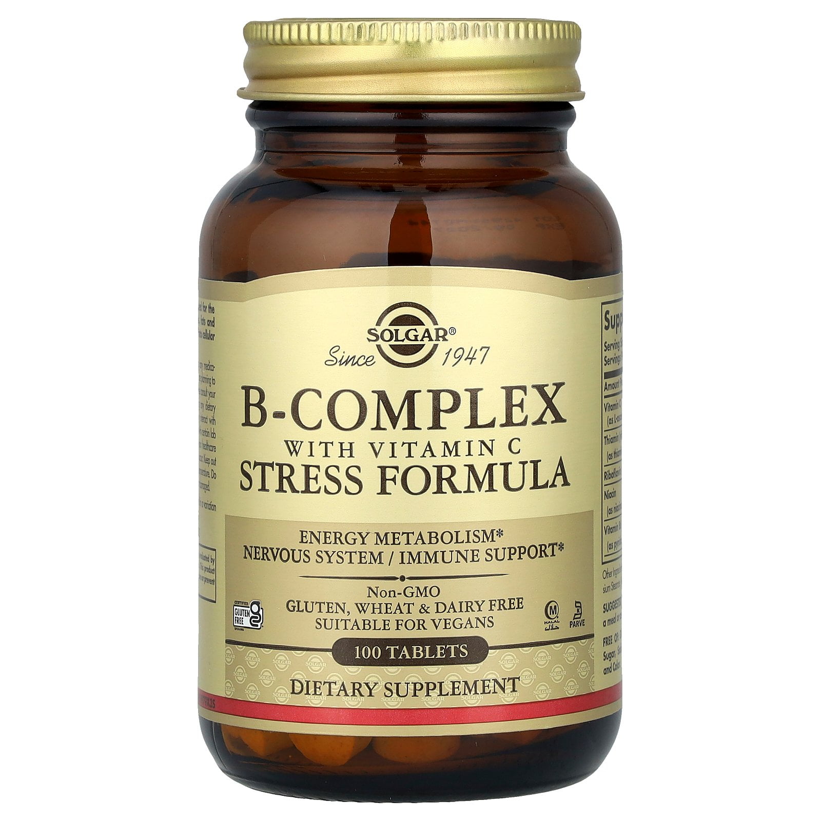 Solgar B-Complex Vitamins Supplement, Stress Formula with Vitamin C, 100 Tablets - Walmart.com