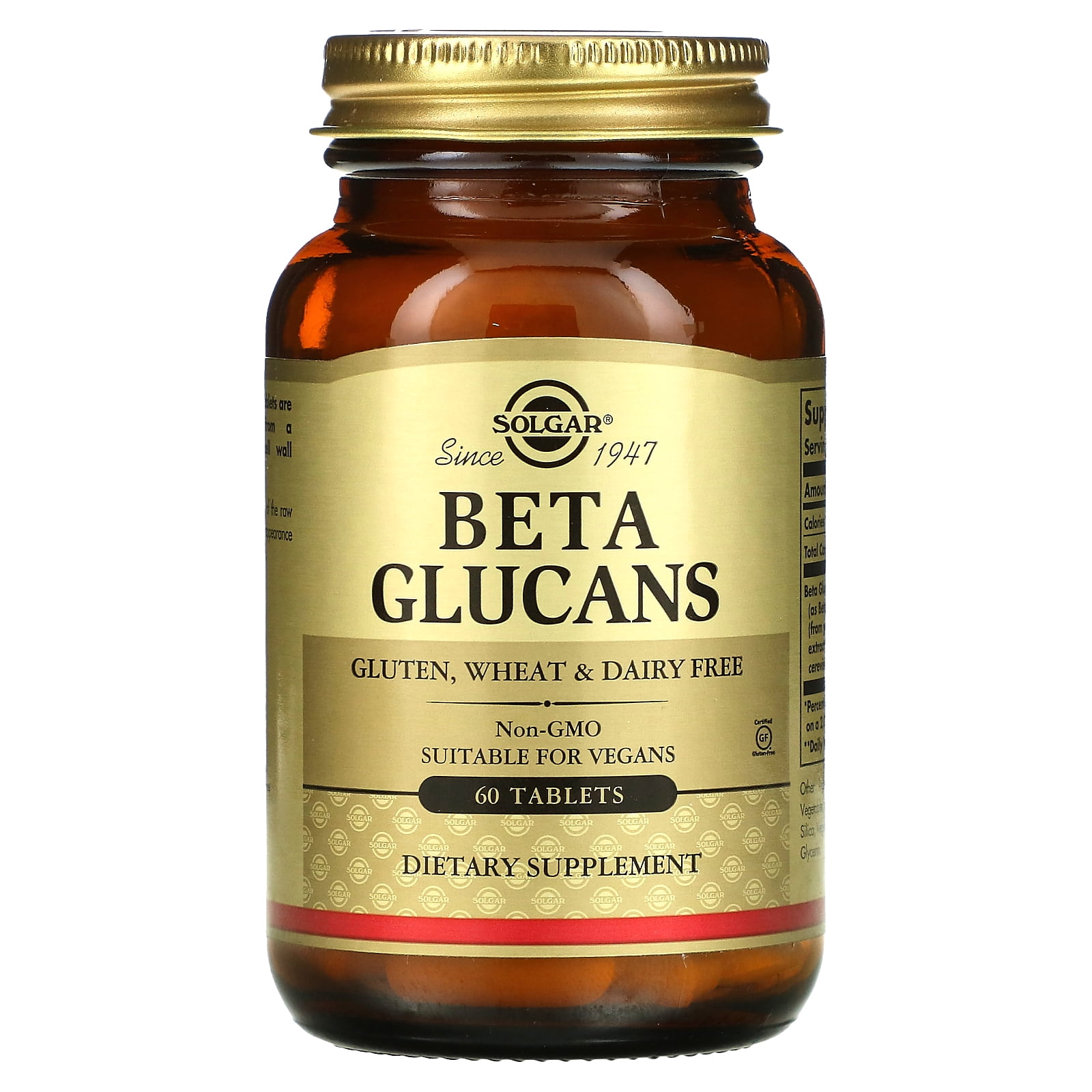 Solgar Vegan Supplements, Gluten Free Beta Glucans, 60 Tablets ...