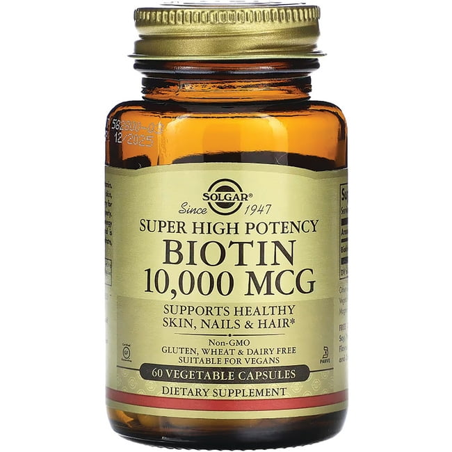 Solgar Biotin 10,000 mcg Vegetable Capsules - 60 ct - Walmart.com