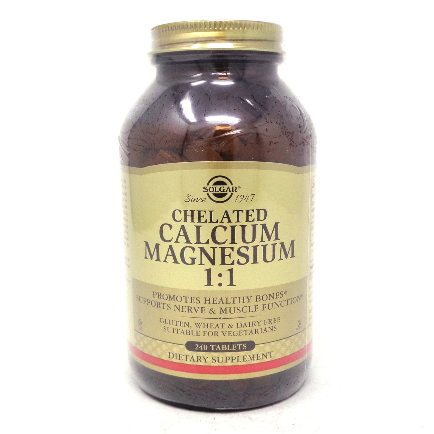 Solgar Chelated Calcium Magnesium 1:1, 240 Tablets for Healthy Bones ...