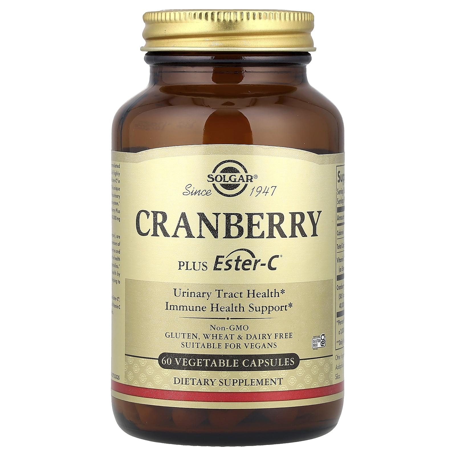 Solgar Cran Flora with Probiotics Plus Ester-C Vegetable Capsules, 60 ...