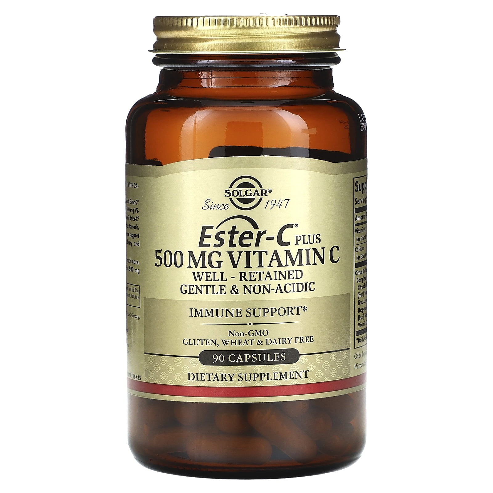Solgar Ester-C Plus 500mg, Non-Acidic Vitamin C with Immune Support, 90 ...