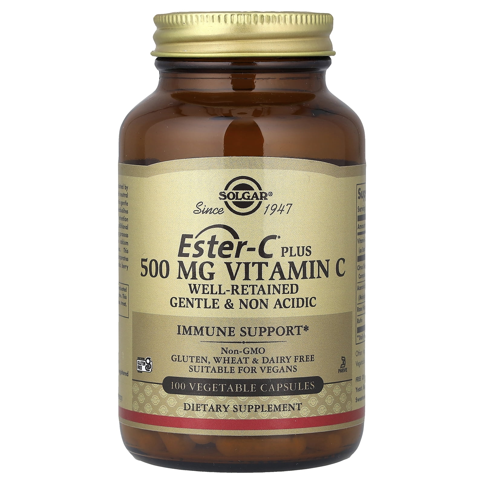Solgar Ester-C Plus 500mg Vitamin C, Immune Support, 100ct Veggie ...