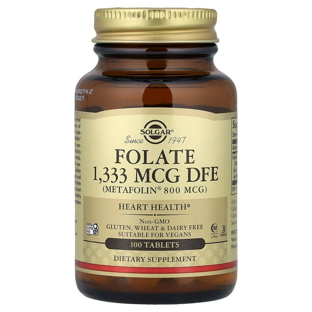 Solgar Folate 1,333 MCG DFE Supplements - Metafolin 800 mcg Tablets ...