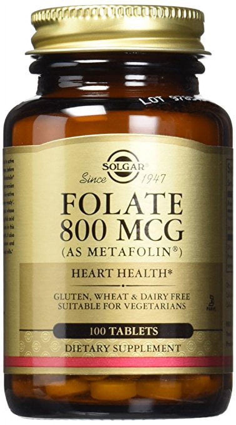 Solgar Folate 1,333 MCG DFE (Metafolin® 800 mcg) Tablets - 100 ct - Walmart.com
