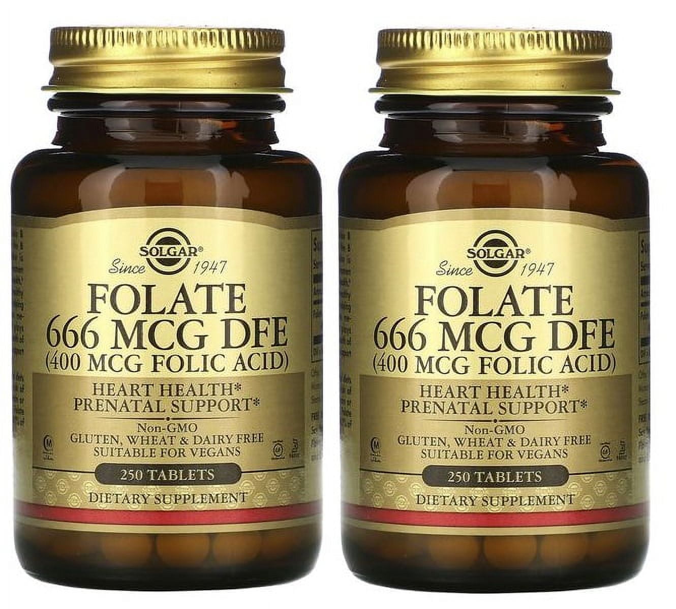 Solgar, Folate, 400 mcg, 250 Tablets 2 Packs - Walmart.com