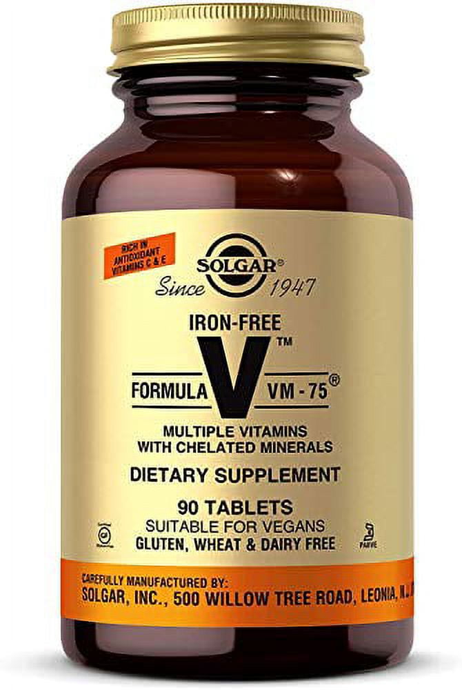 Solgar Iron-Free Formula VM-75, 90 Tablets - Multivitamin with Chelated ...