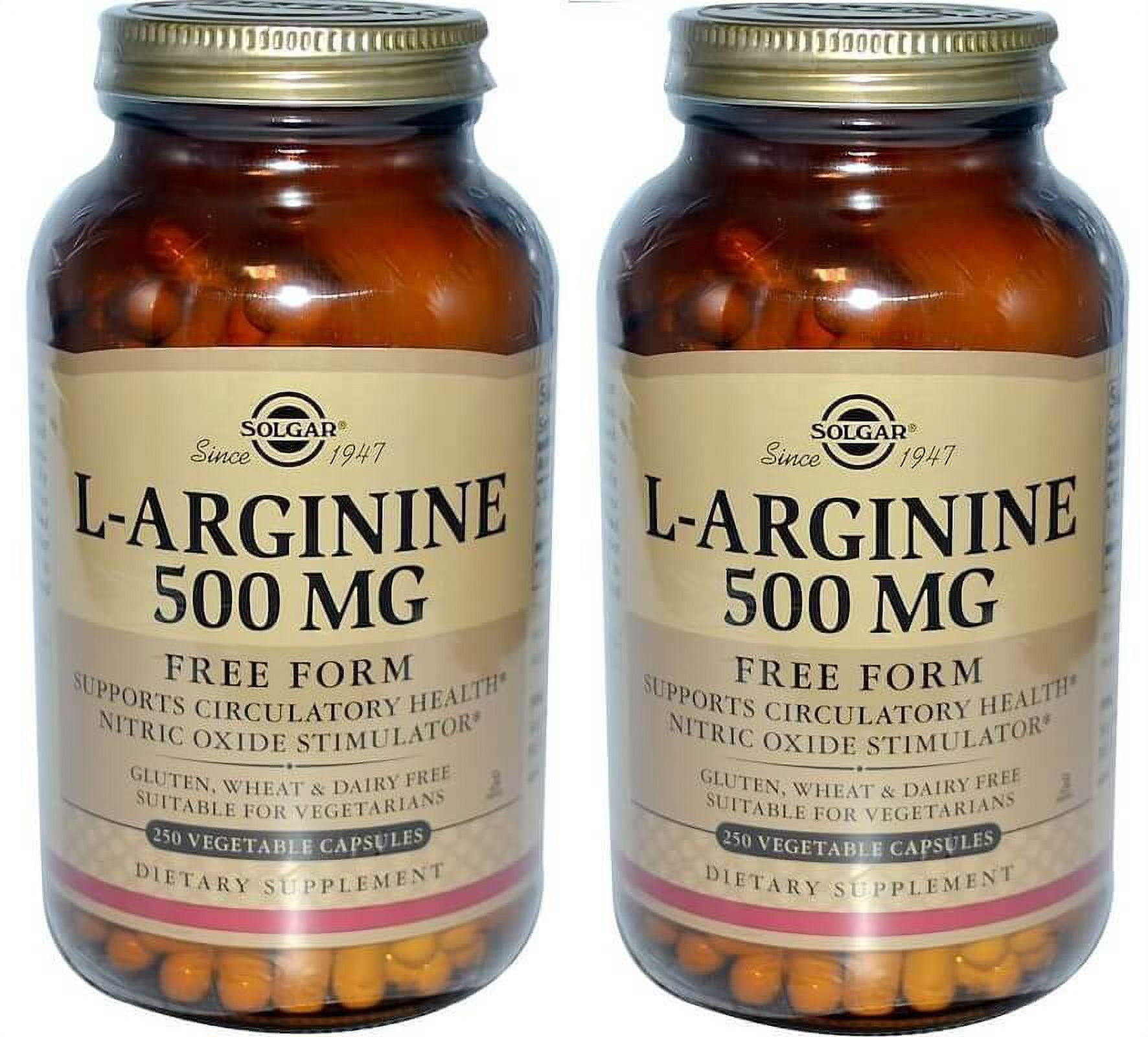 Solgar - L-Arginine, 500 mg, 250 Vegetable Capsules - 2 Packs - Walmart.com