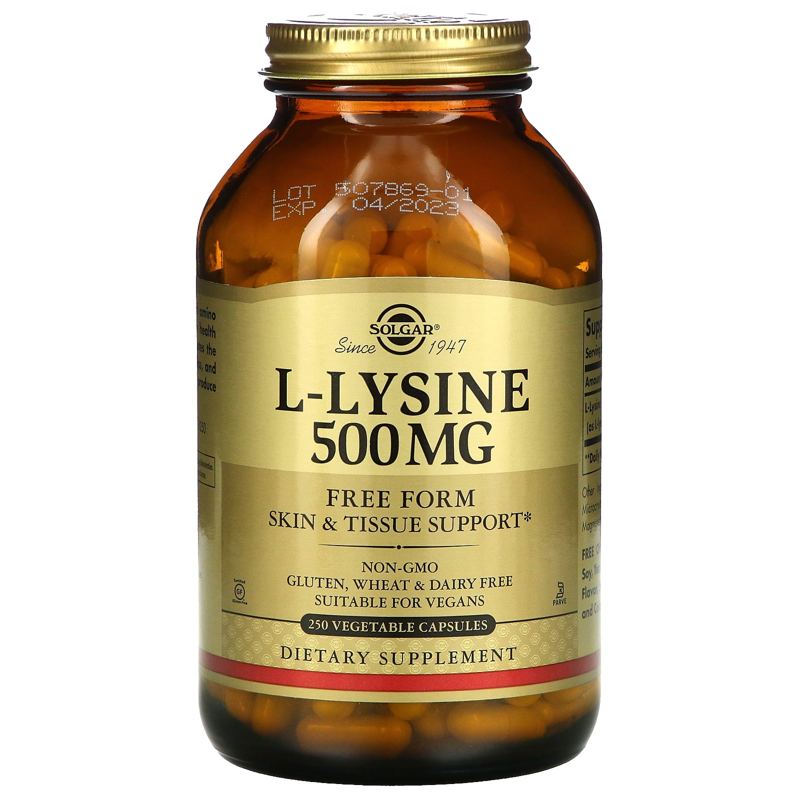 Solgar L-Lysine 500mg, 250 Ct - Walmart.com