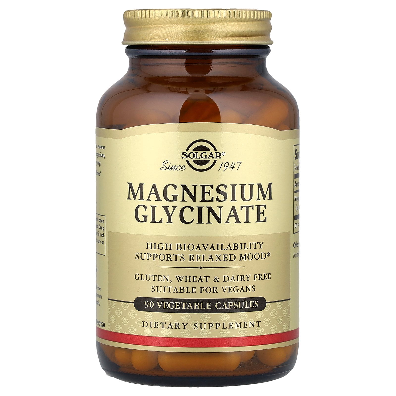 Solgar Magnesium Glycinate, 90 Vegetable Capsules (120 mg per Capsule ...