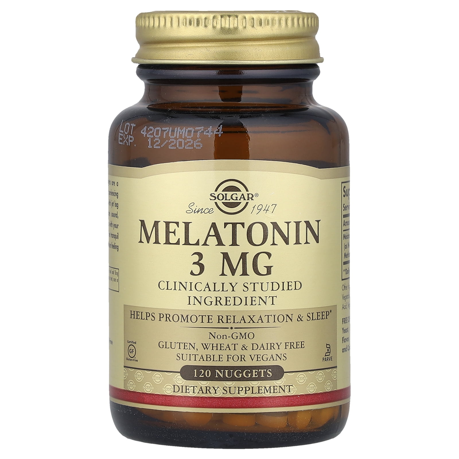 Solgar Melatonin Nuggets, 3 mg, 120 Ct - Walmart.com