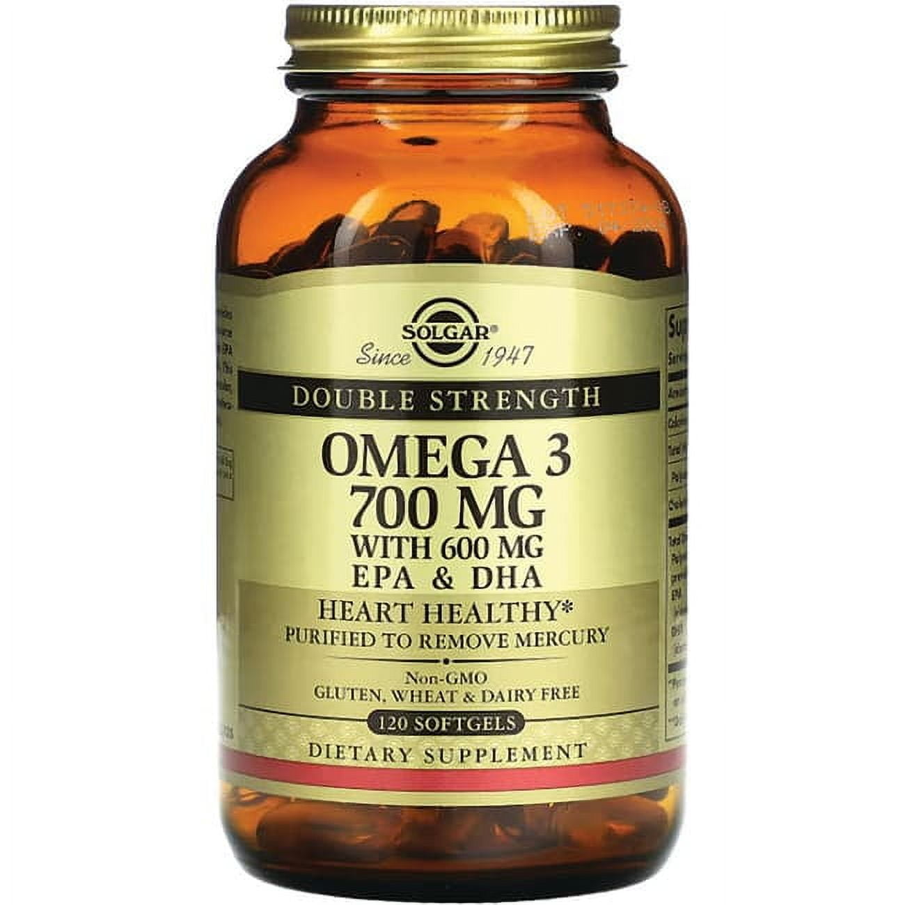 Solgar Supplement Capsules - Omega-3 EPA & DHA, 700mg, 120ct - Walmart.com