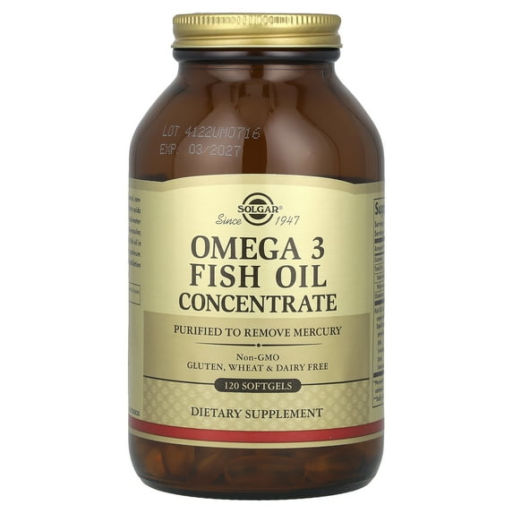 Solgar Omega-3 Fish Oil Supplement, Concentrated, Mercury-Free, 120ct ...