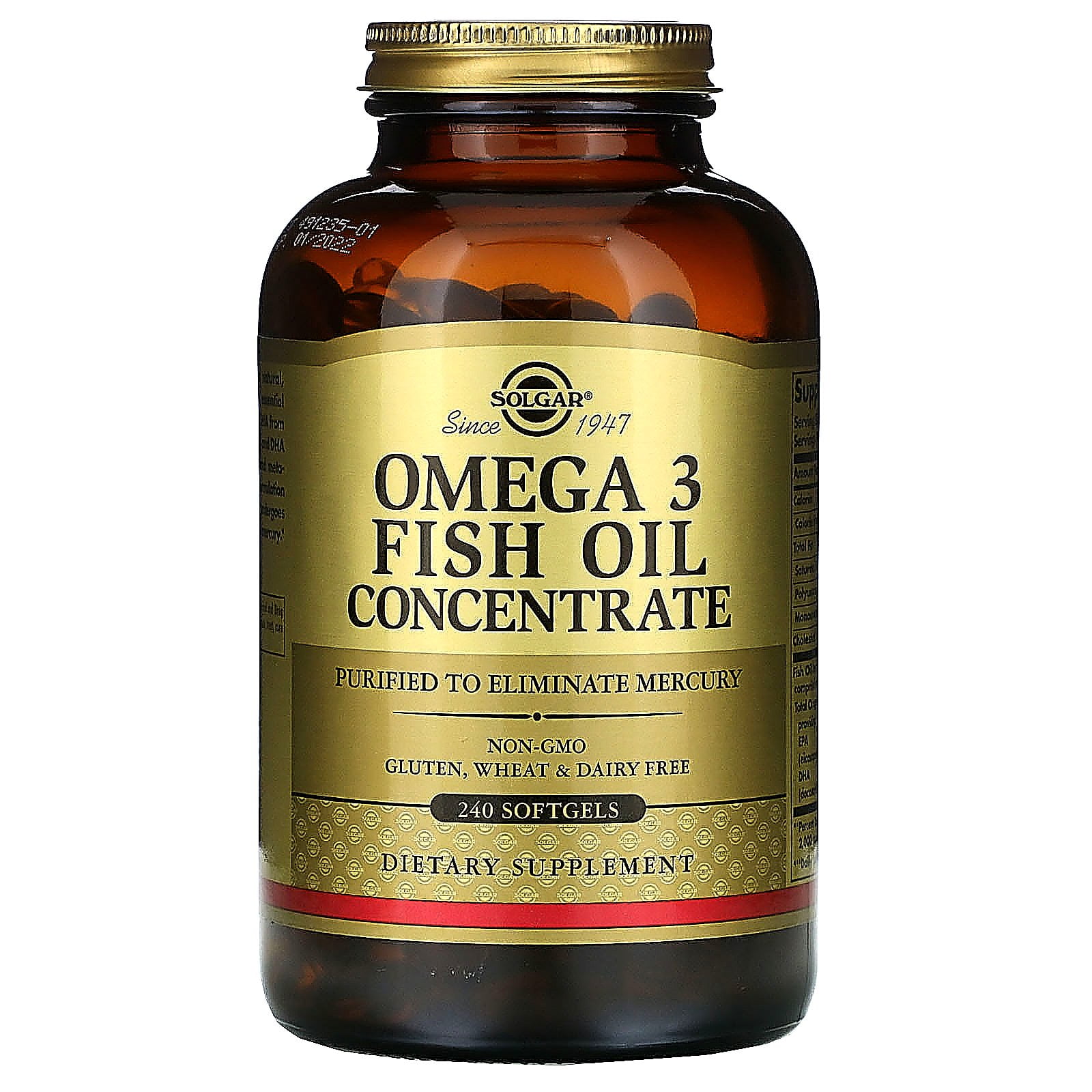 Solgar Omega-3 Fish Oil Concentrate Supplements, 240 Soft Gels for ...