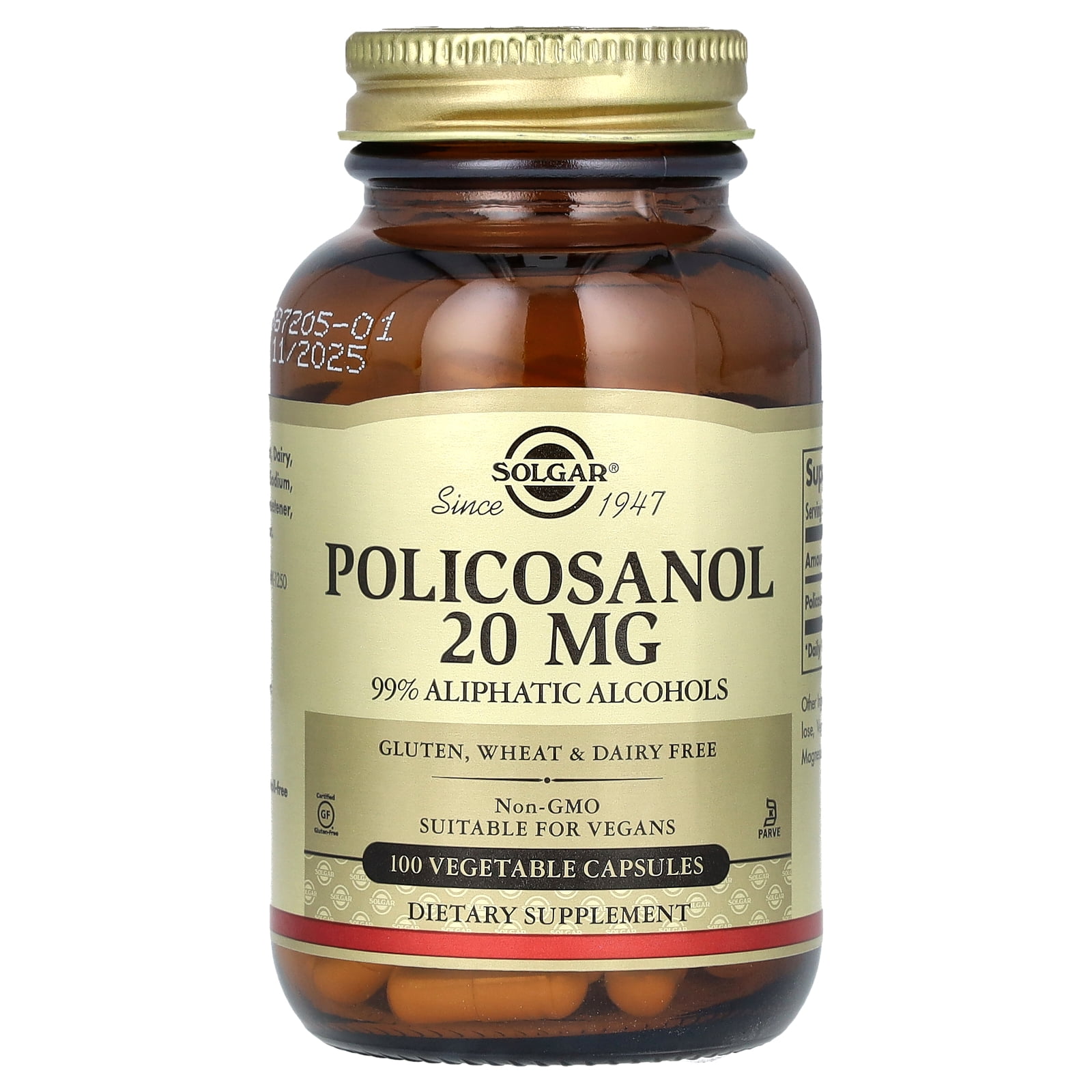 Solgar Policosanol 20 mg, 100 Vegan Capsules - Supports Heart Health ...