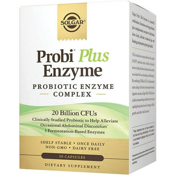Solgar Probi Plus Enzyme, Probiotic Enzyme Complex, 20 Billion CFUs, 30 Capsules - Walmart ...