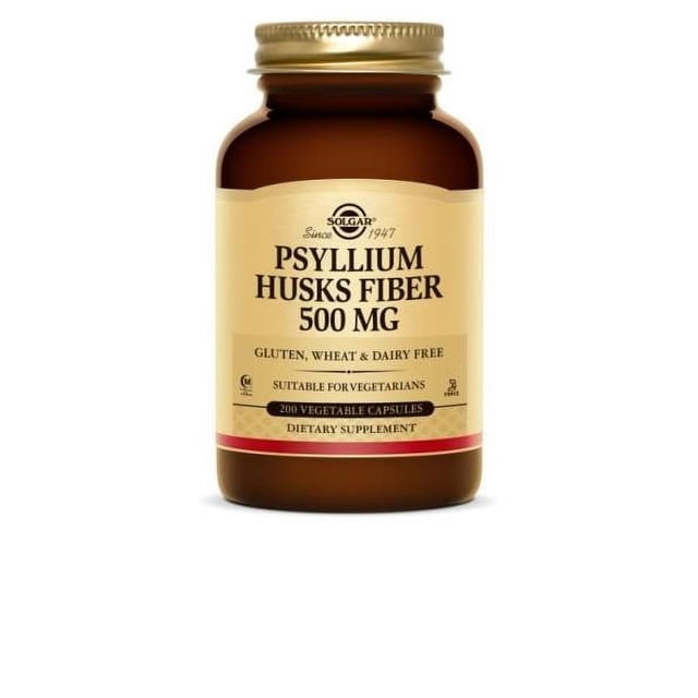 Solgar Supplements: Psyllium Husks Fiber 500 mg, 200 Vegetable Capsules ...