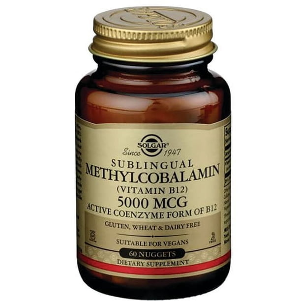 Solgar Sublingual Methylcobalamin (Vitamin B12) 5,000 mcg 60 Tabs ...