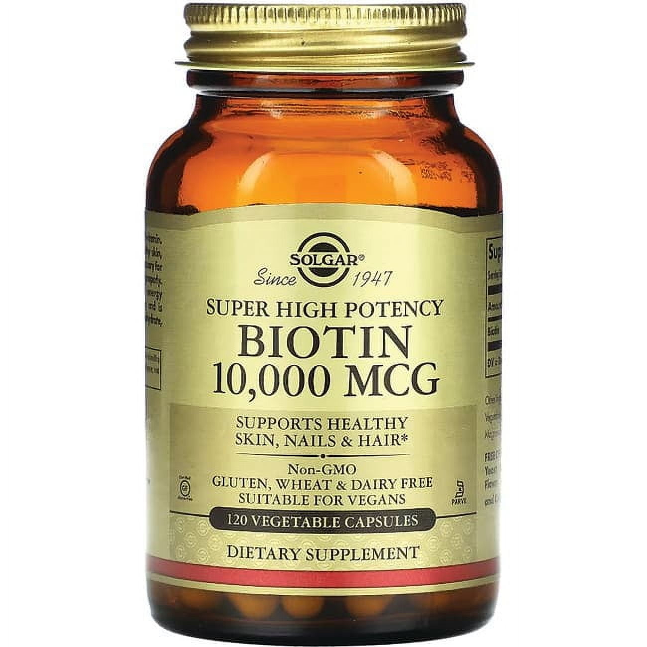 Solgar Biotin 10,000 mcg for Hair, Skin & Nails - Super High Potency ...