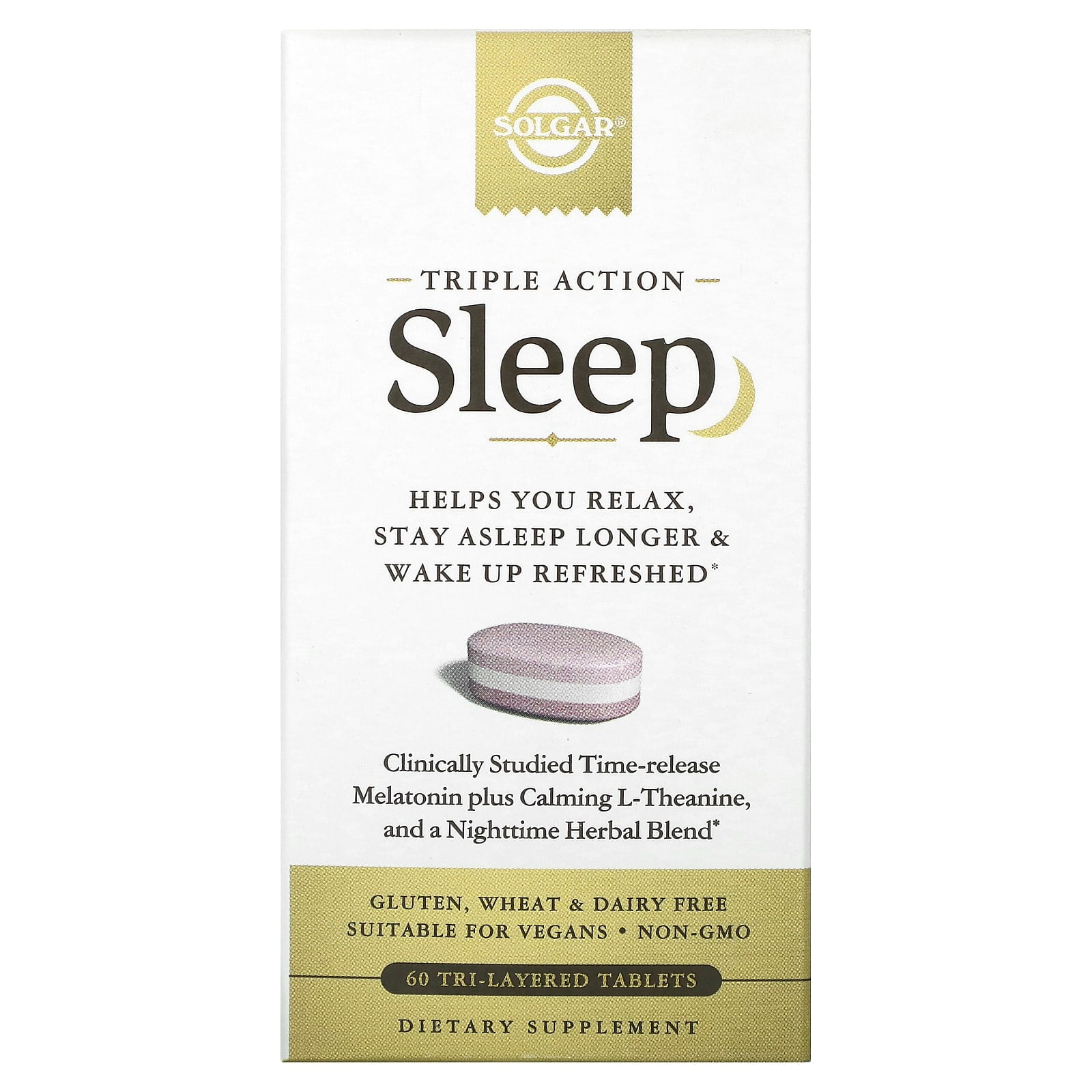 Solgar Triple Action Sleep Tri-Layer Tablets, Time-Release Melatonin, L ...
