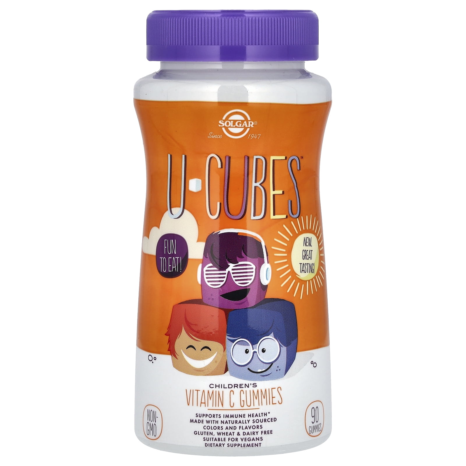 Solgar U-Cubes, Non-GMO, Vegan, Gluten-Free Children's Vitamin C ...