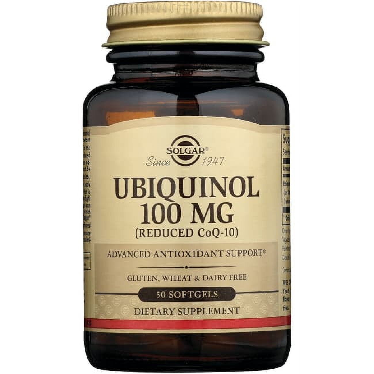Solgar Ubiquinol 100mg, Active Form of CoQ10, Easy to Swallow, 50 Softgels, Gluten & Dairy Free ...