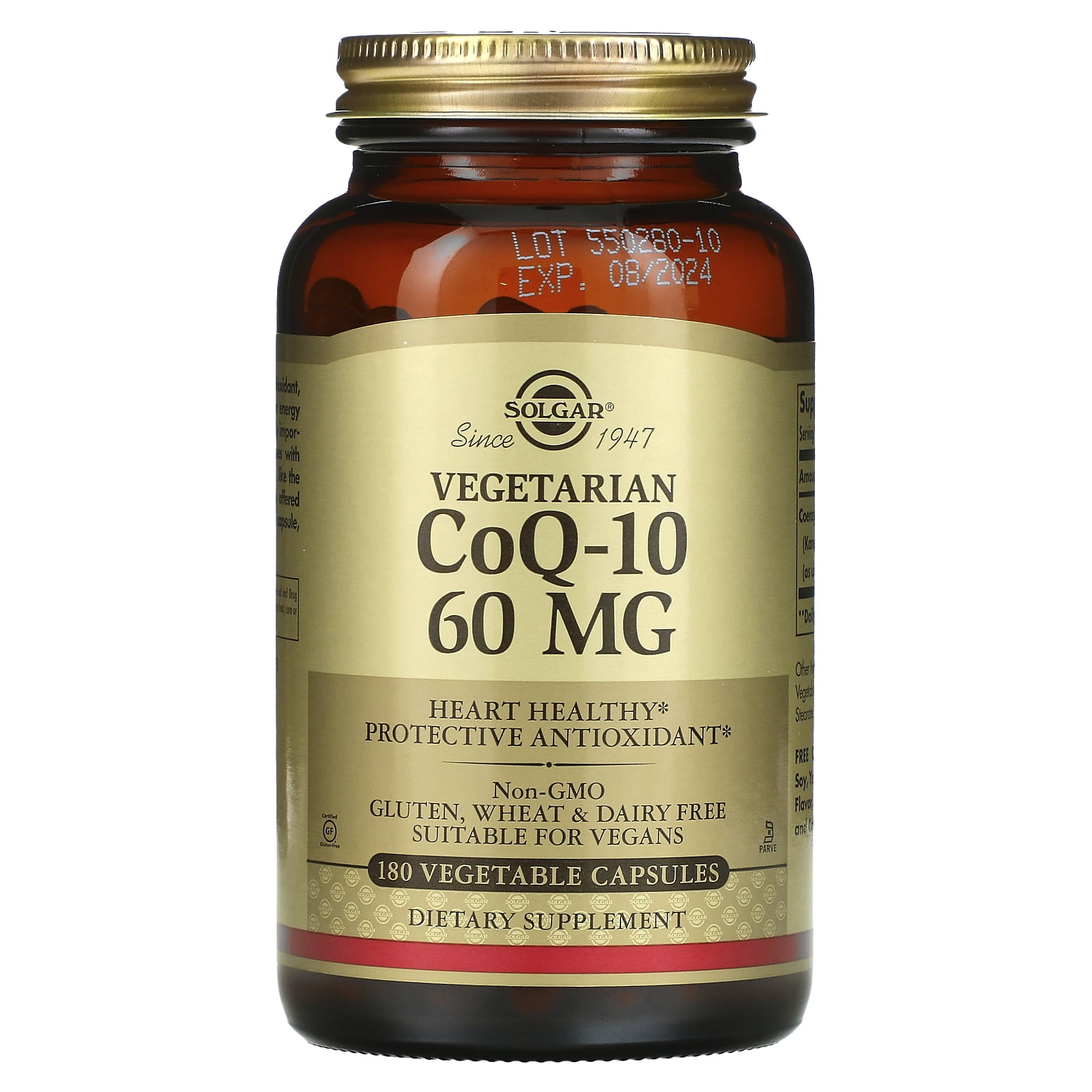Solgar Vegetarian CoQ-10 60mg Antioxidant - 180 Capsules for Energy ...