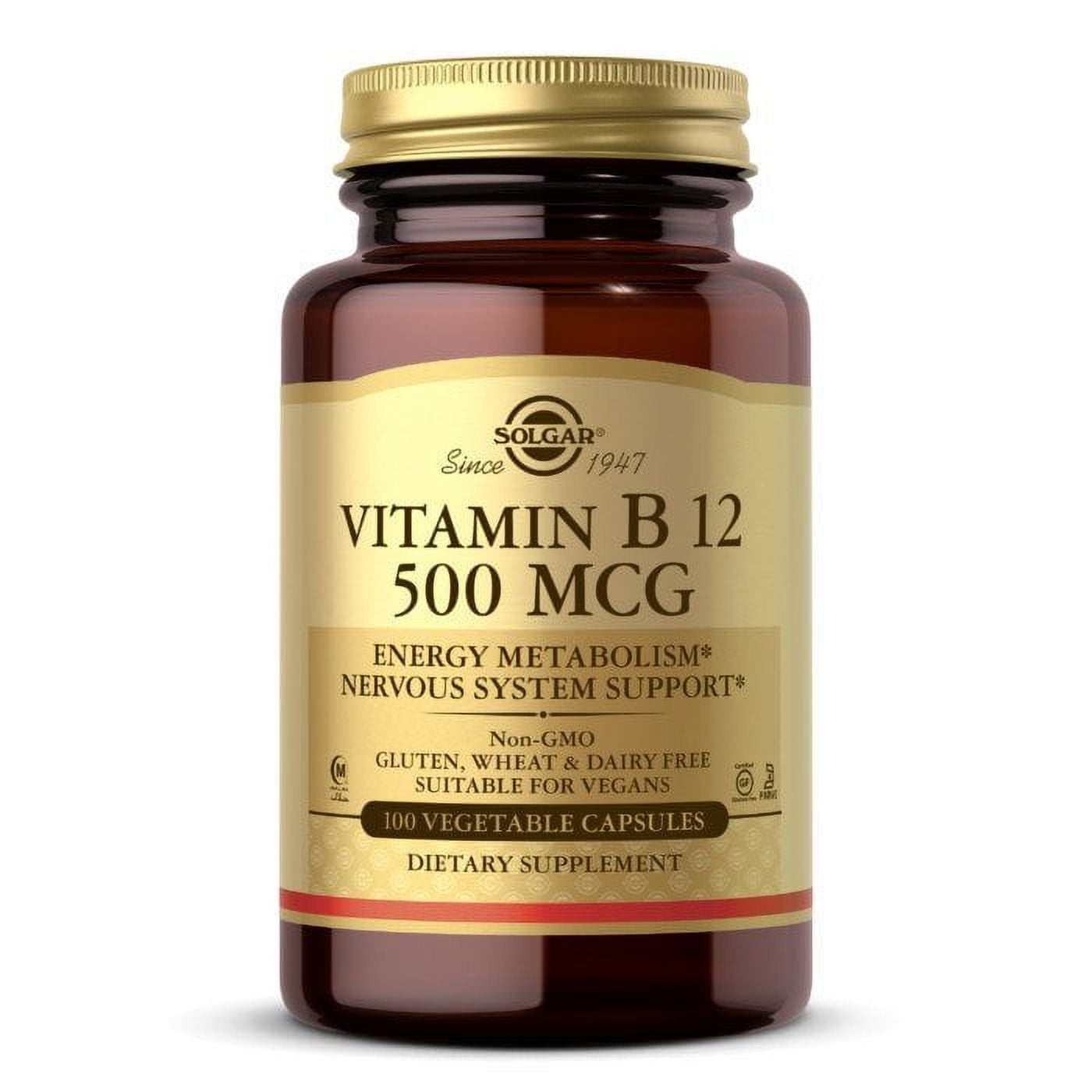 Solgar Vitamin B-12 with Folic Acid, 500mcg, 100 Capsules for Heart ...