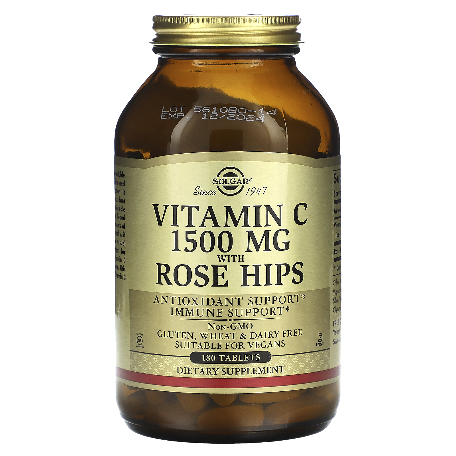 Solgar Vitamin C with Rose Hips, 180 Tablets - Walmart.com
