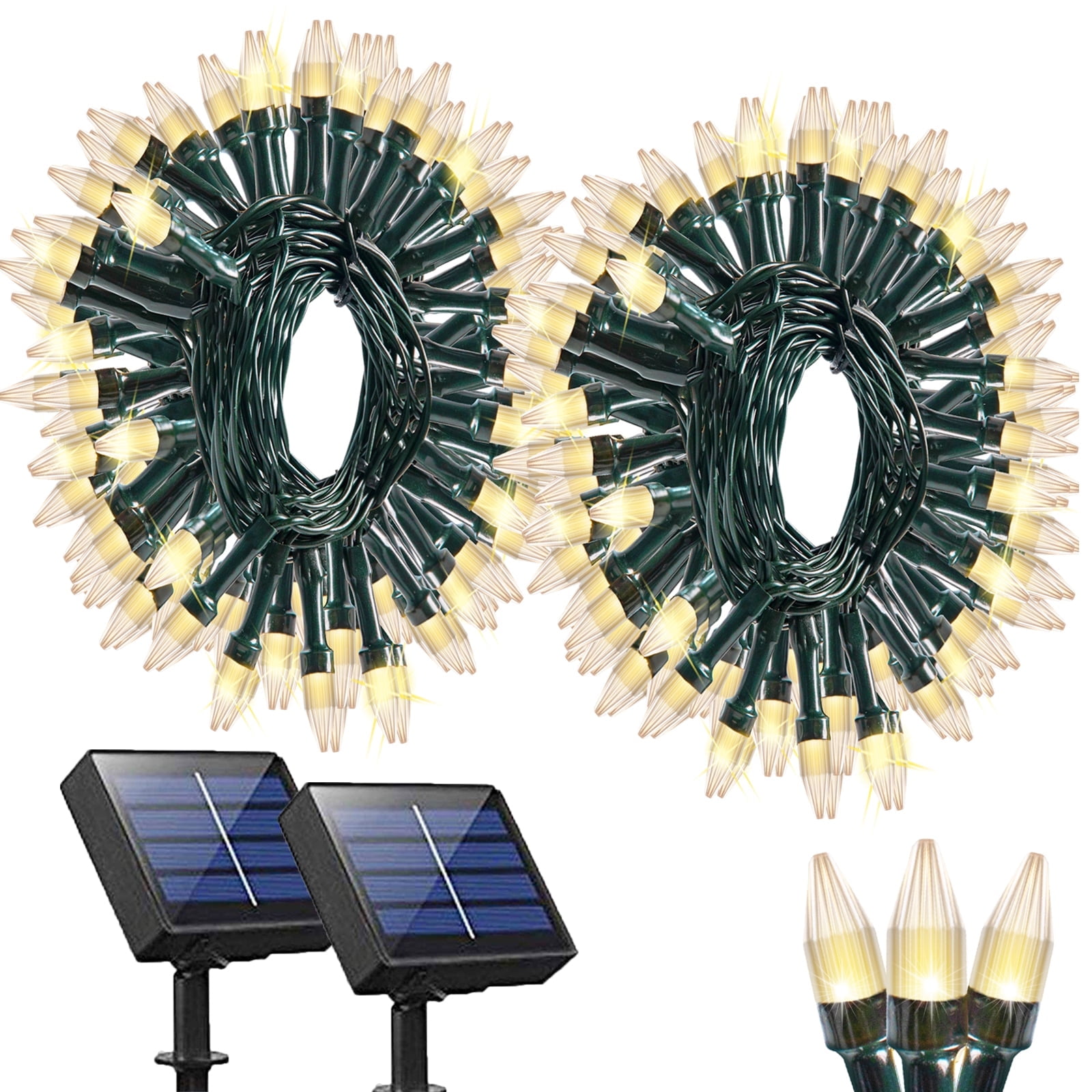 Solhice 2 Pack Solar Christmas Lights for Outside, 200 LED 80ft Total ...