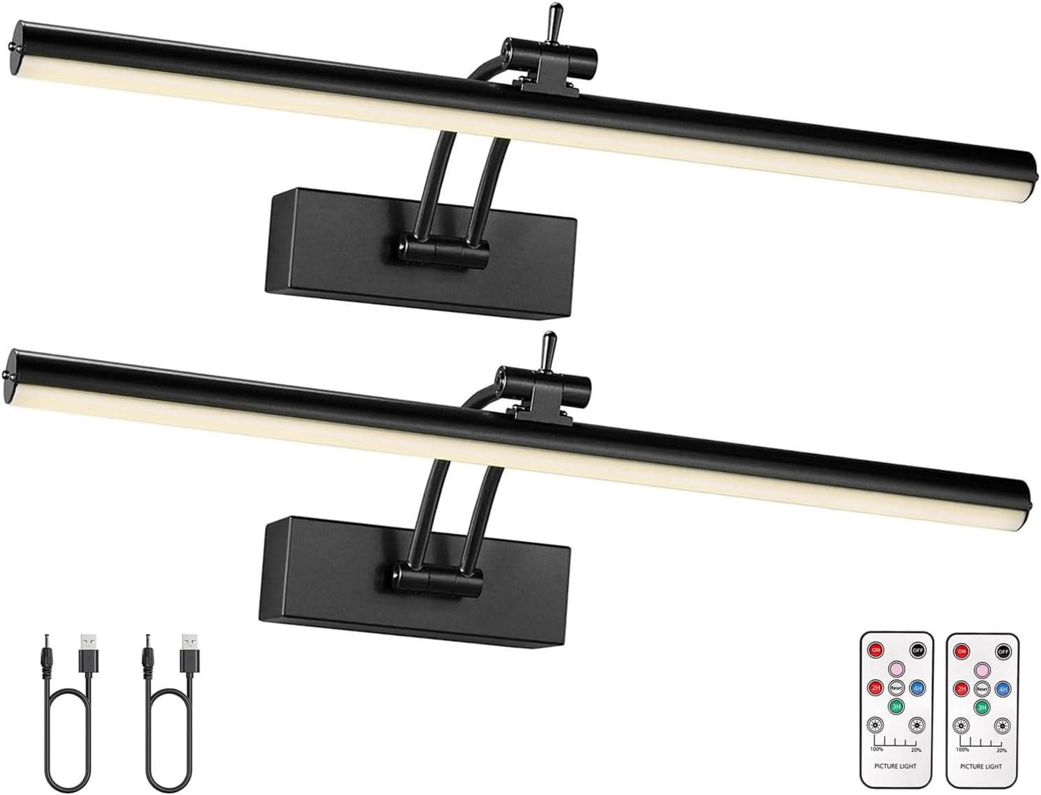 Solhice 2 Packs Picture Light Battery Operated for Wall Rechargeable ...