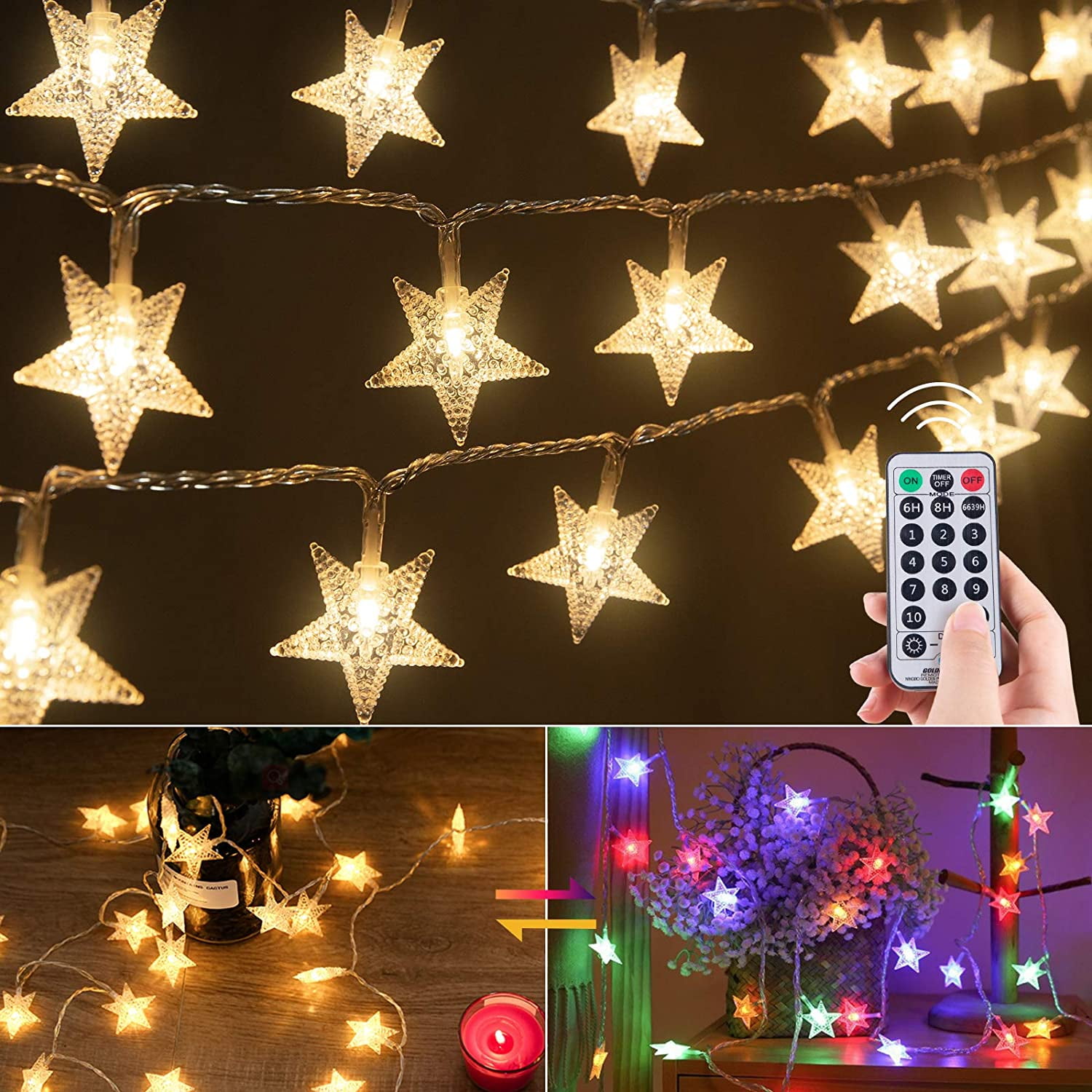 Solhice 40ft LED Starlight, 120 LEDs, USB Powered with Remote, Indoor ...