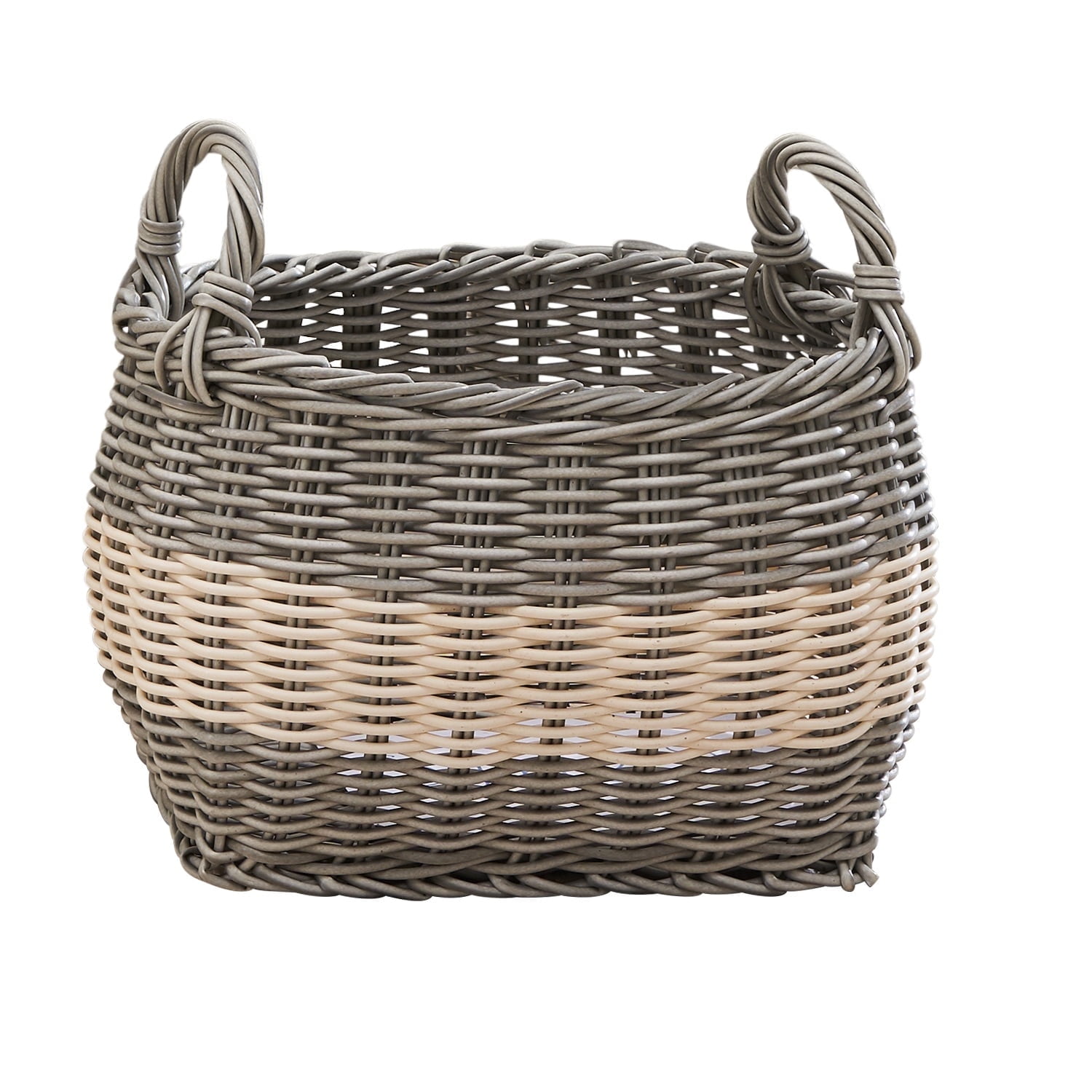 Oval Resin Woven Wicker Multi-Use Storage Basket with Handles - Walmart.com