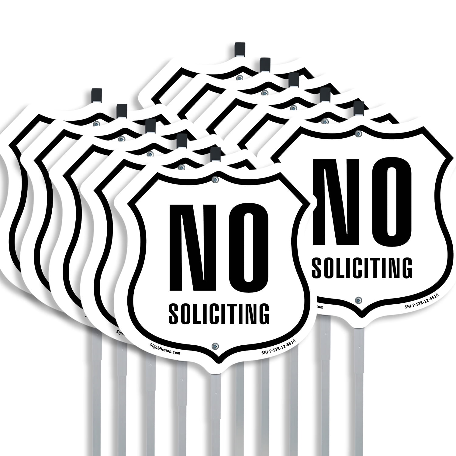No Soliciting (10 Pack) 12 inch X 12 inch Shield Shaped Rust-Free ...