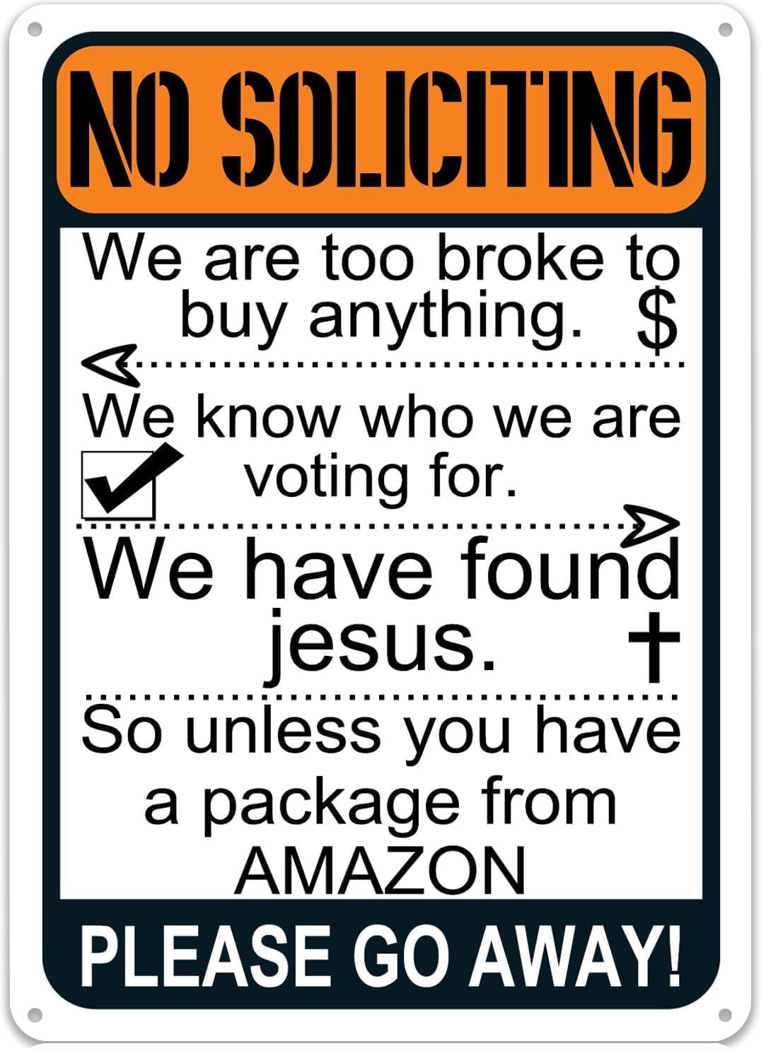 No Soliciting We are Too Broke Please Go Away Metal Signs Funny Vintage ...