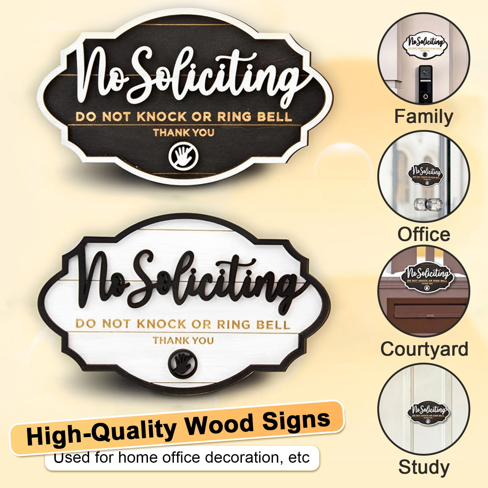 No Soliciting Door Sign, Wooden Privacy Sign with Funny Go Away Message ...