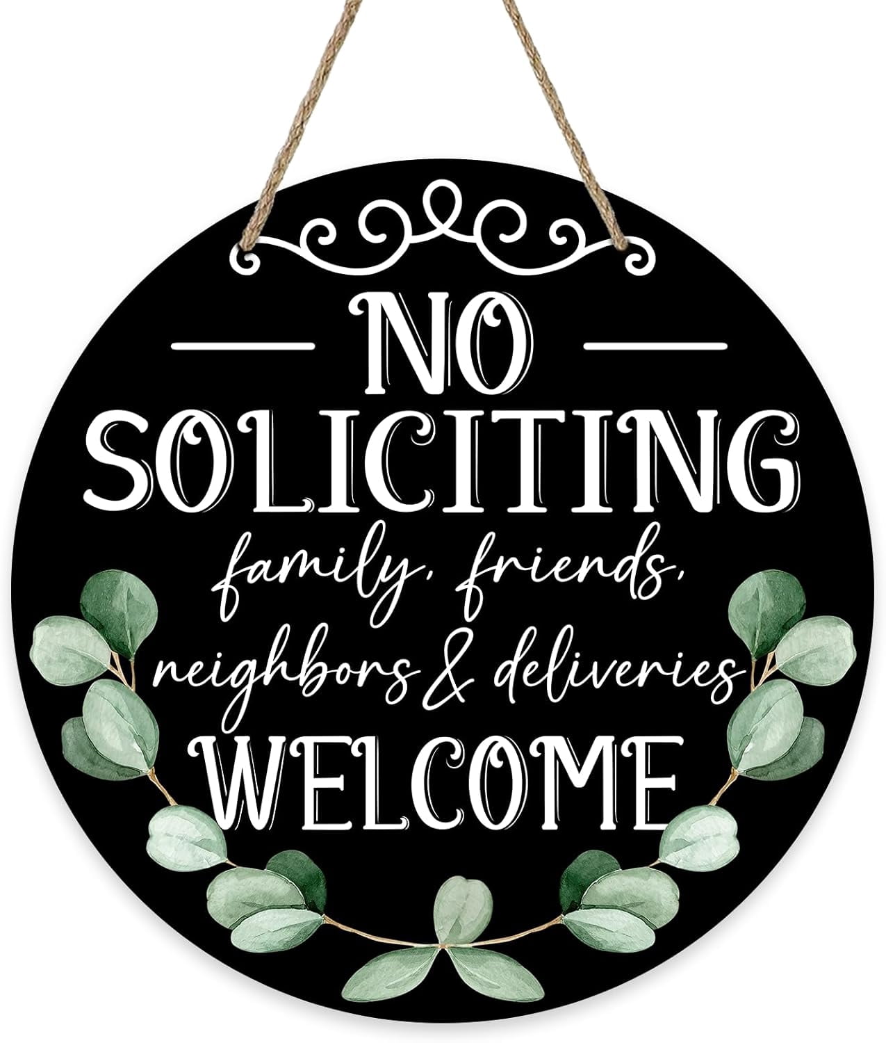 No Soliciting Family Friends Neighbors Welcome Front Door Sign, Black ...