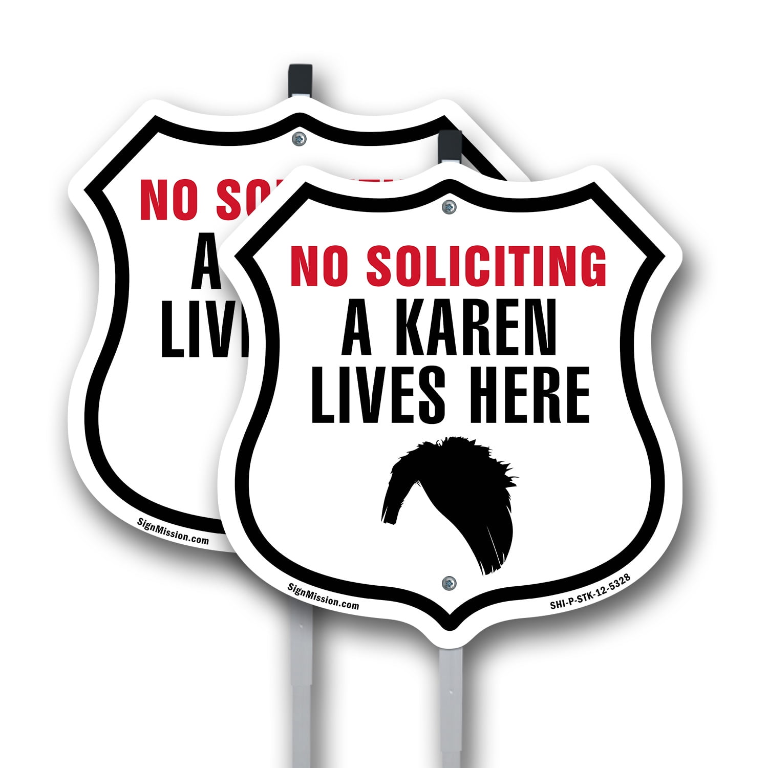No Soliciting A Karen Lives Here (2 Pack) 12 inch X 12 inch Shield ...
