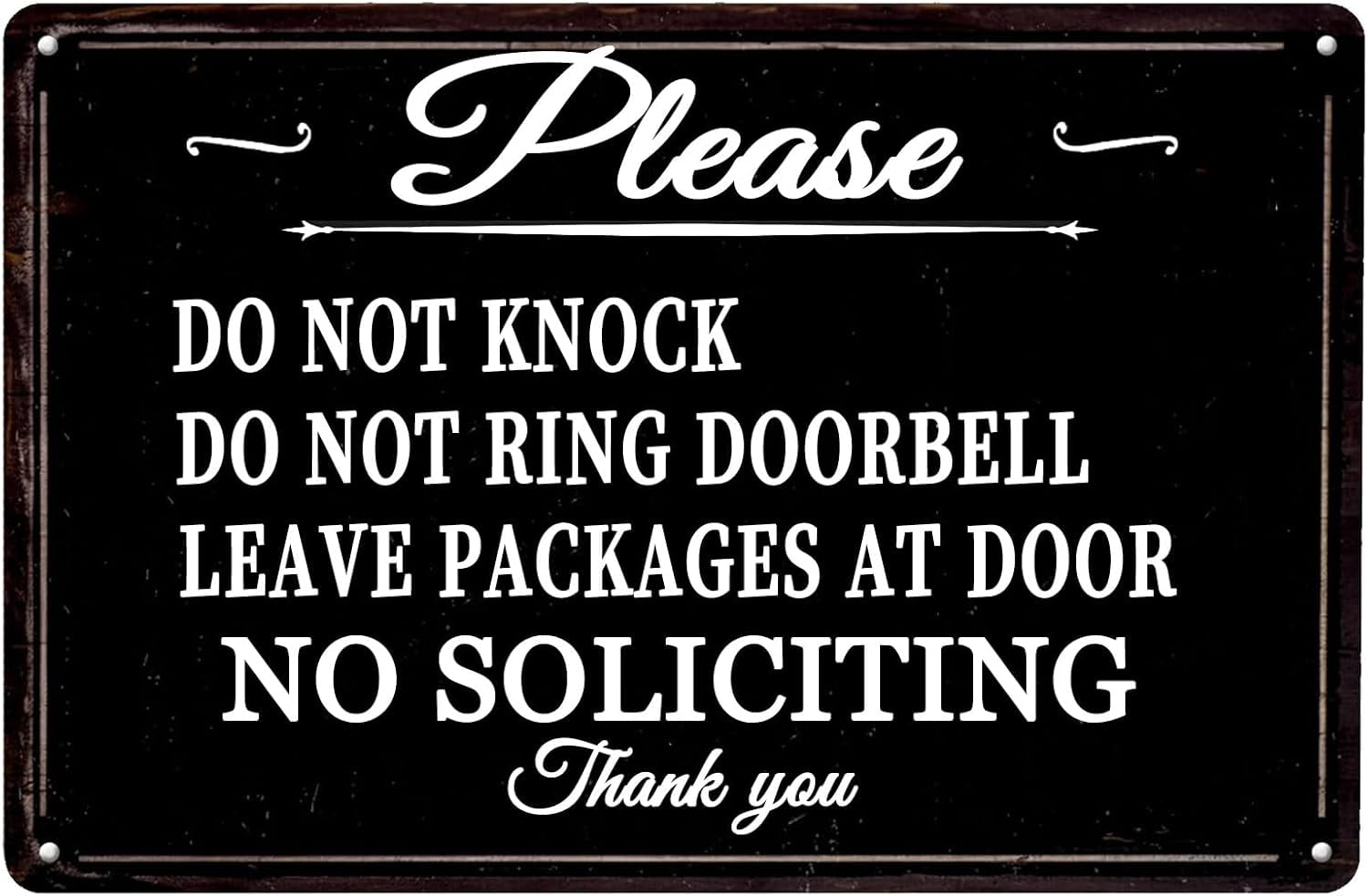 No Soliciting Metal Sign-Do Not Knock Do Not Ring Doorbell Vintage Wall ...