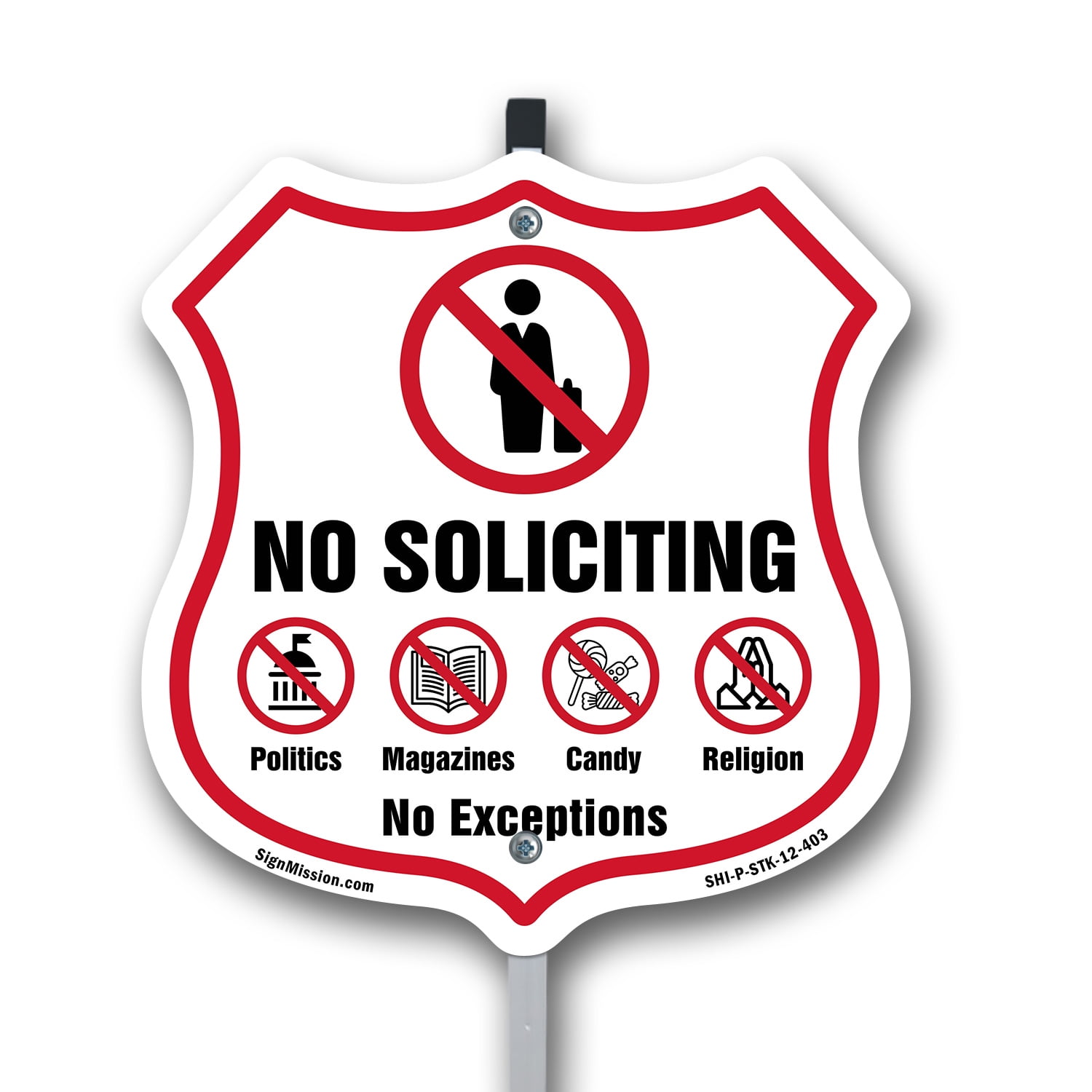 No Soliciting Shield Sign No Politics Magazines Candy Religion No ...