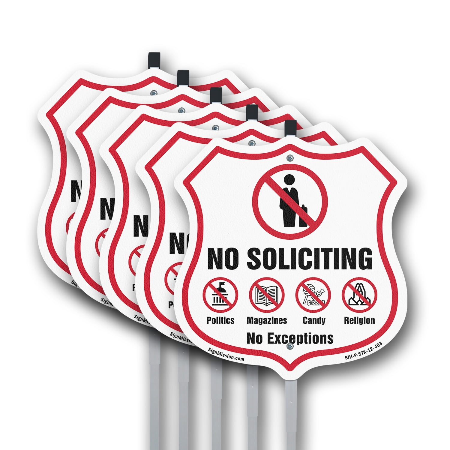 No Soliciting Shield Sign No Politics Magazines Candy Religion No ...