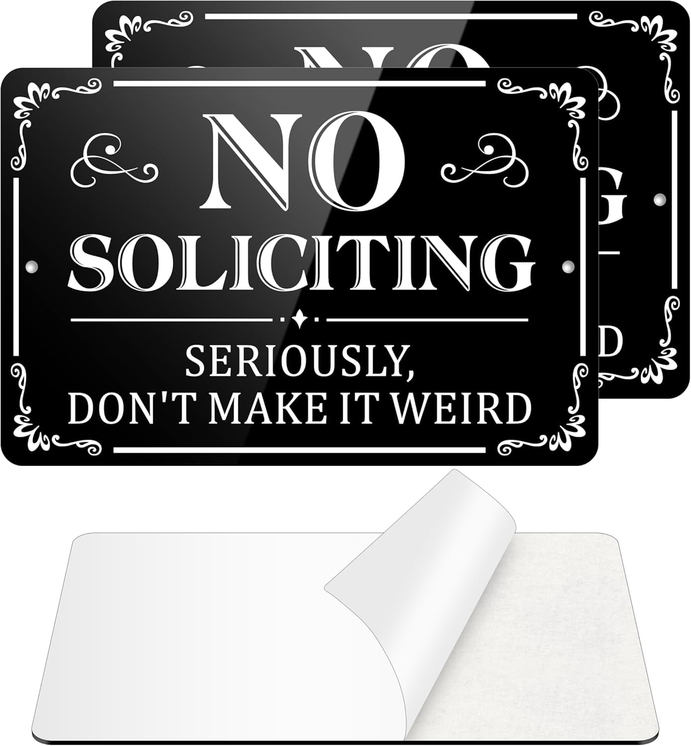 No Soliciting Sign for Front Door, (2 Pack) Self-adhesive No Soliciting ...