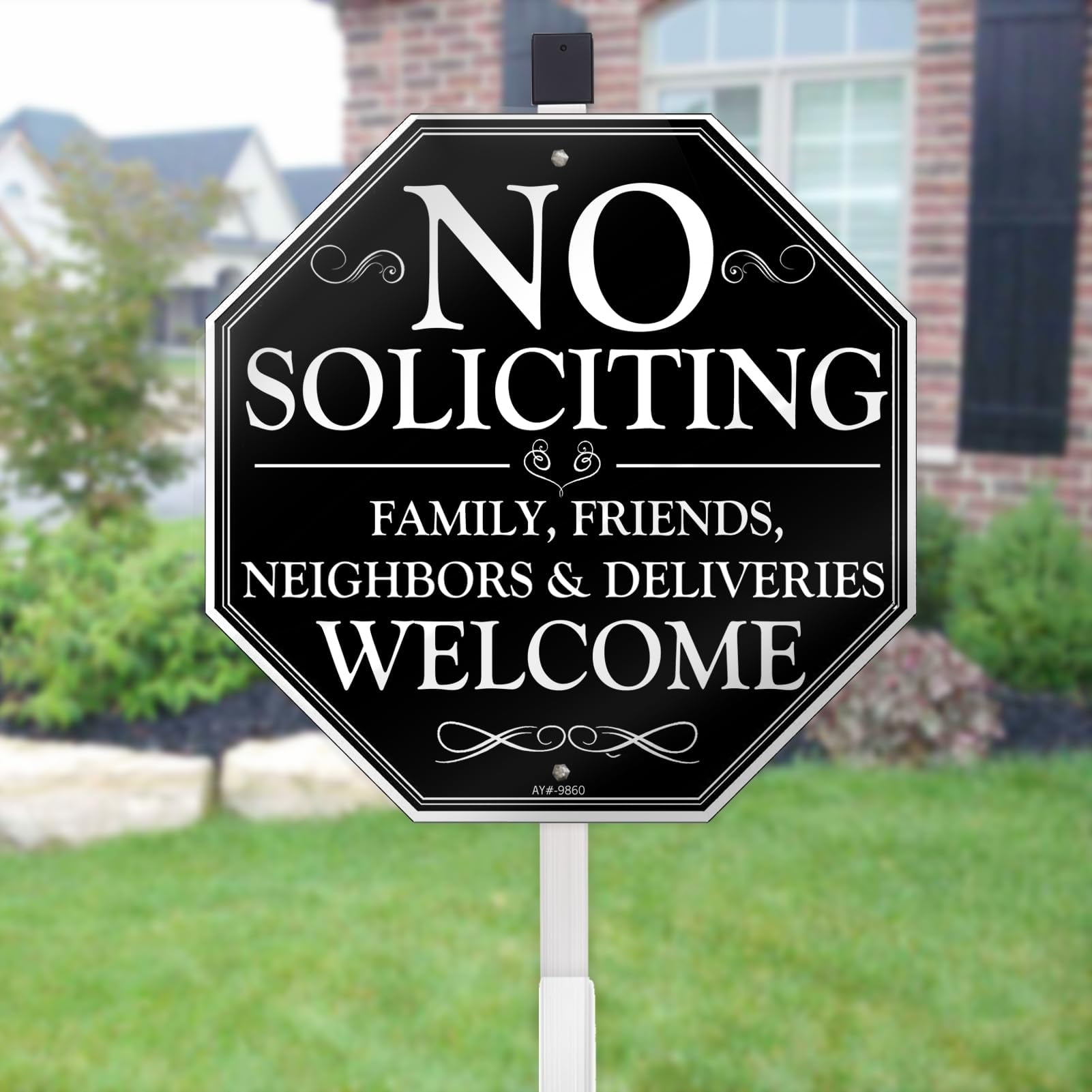 No Soliciting Sign for HMF23 House, 10" x 28" No Solicitors Sign with ...