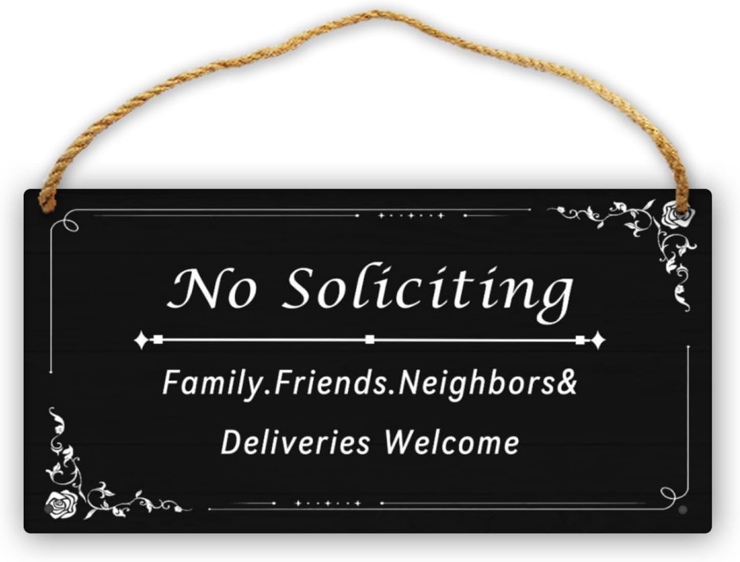 No Soliciting Sign for House 12 x 6 Inches, Welcome Wood Sign Plaque ...