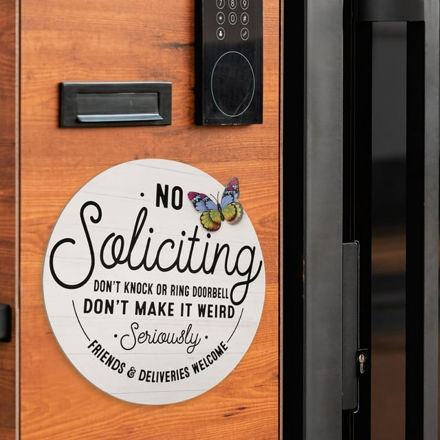 No Soliciting Sign For House With 3d Butterfly, 7.9x 6.2inches Metal ...