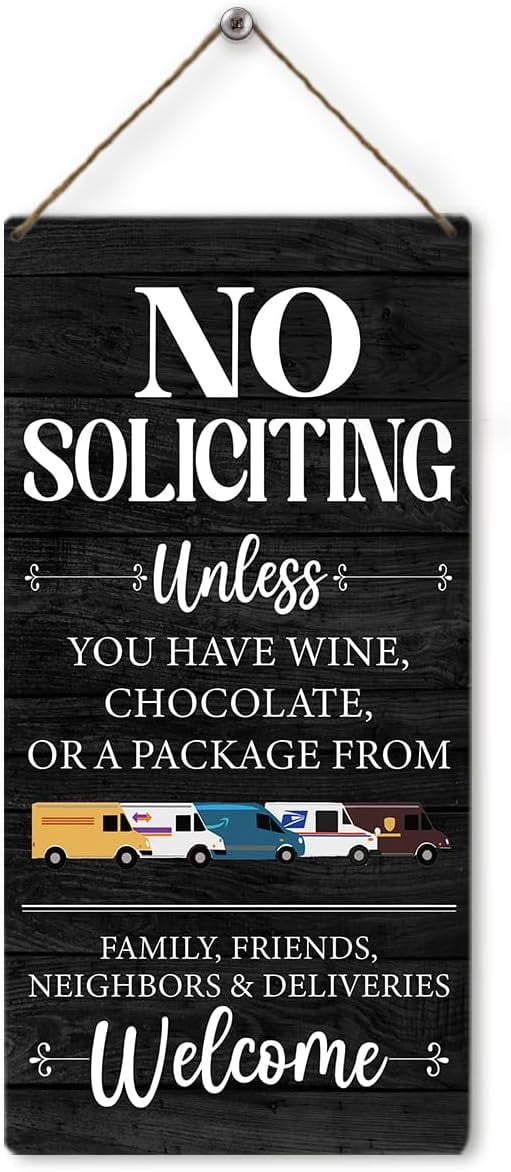 No Soliciting Sign for House,Black No Soliciting Sign Family Friends ...