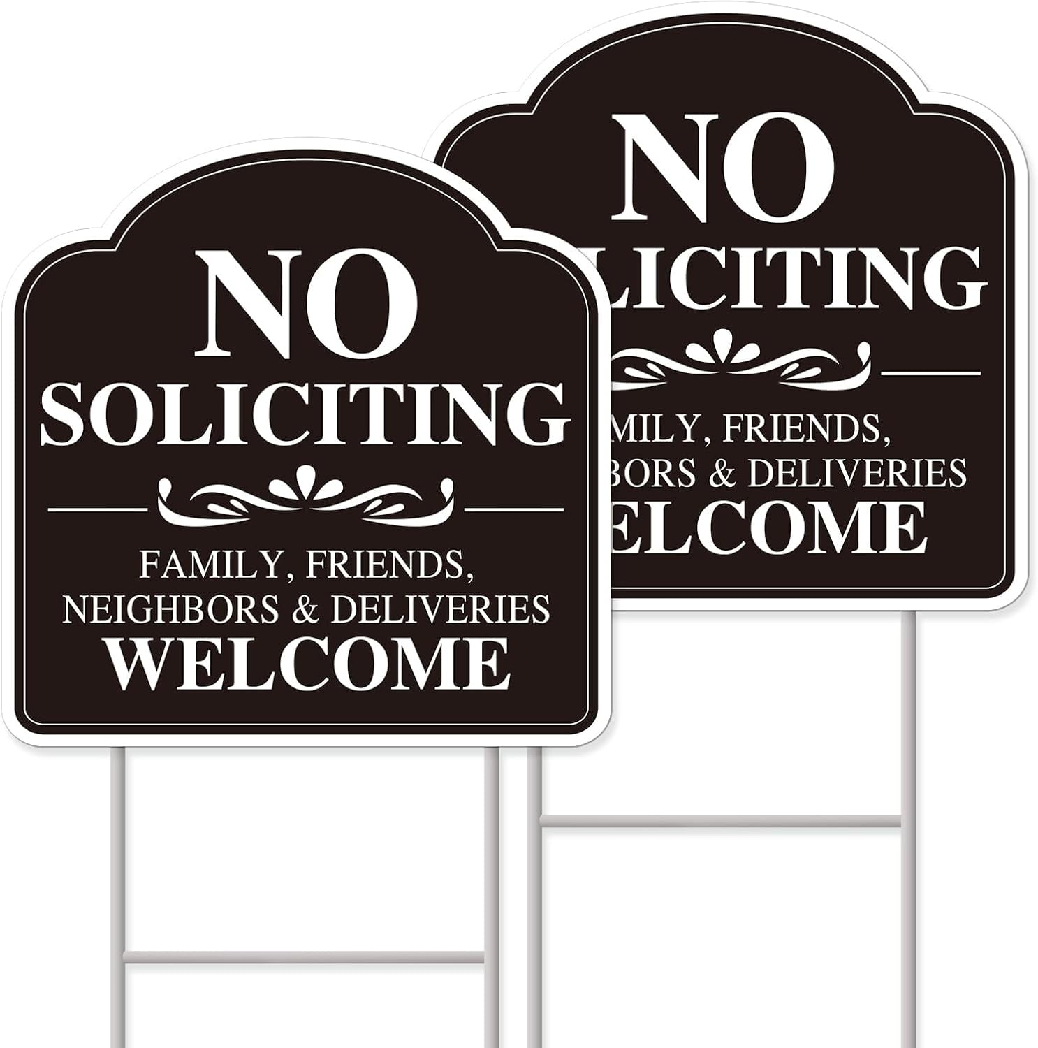No Soliciting Sign for House, No Soliciting Yard Sign, 2-Pack 12"x12 ...
