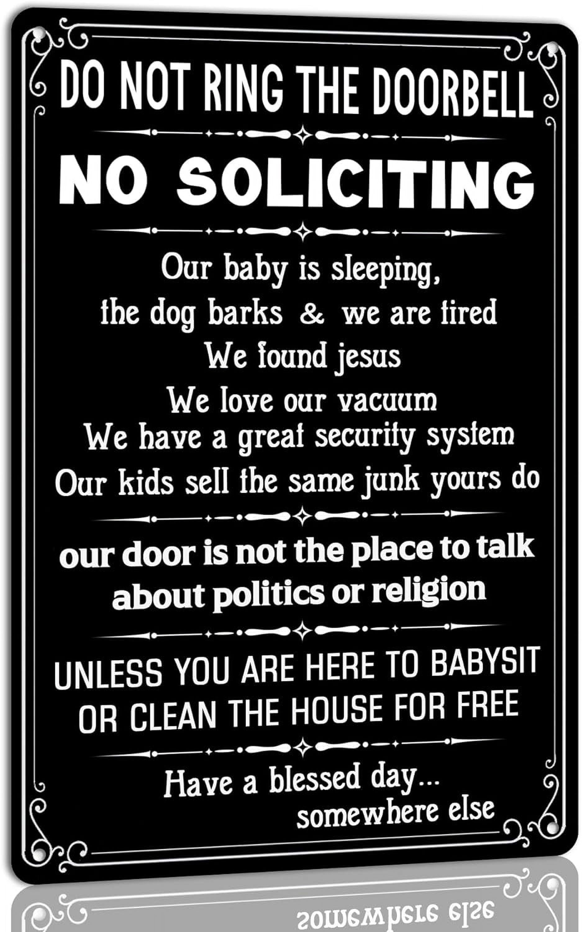 No Soliciting Sign Do Not Ring the Doorbell Metal Tin Sign Baby Is ...