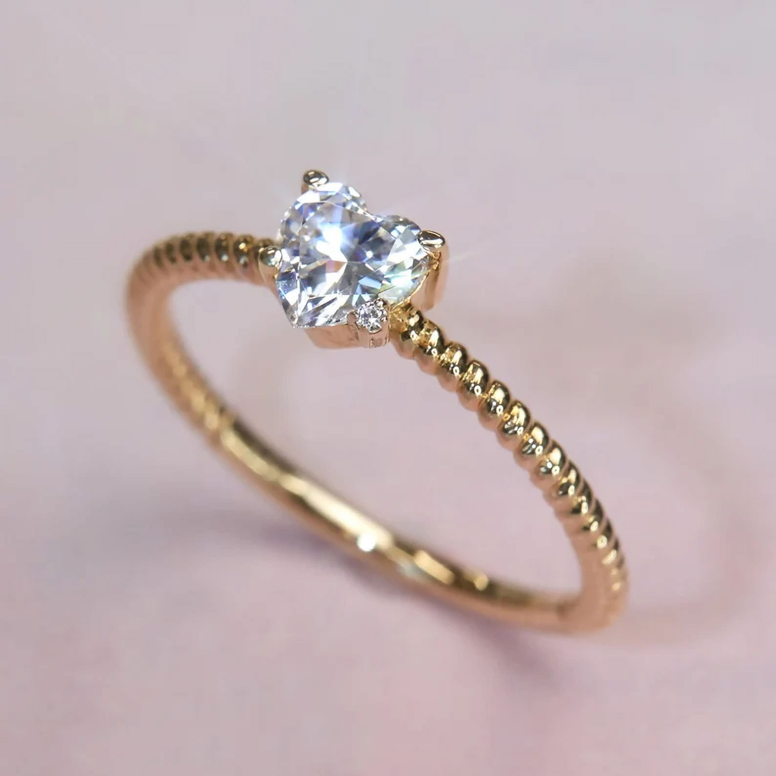 Solid 1 CT Heart Cut Engagement Ring 14K White Gold Brilliance ...